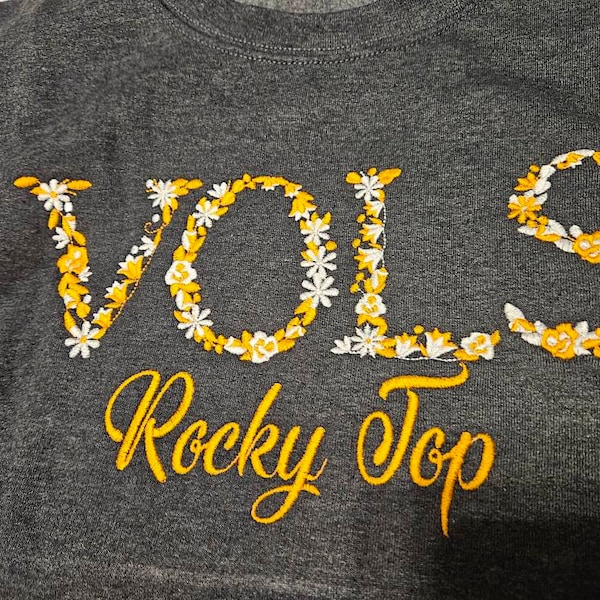 Floral Vols Embroidered Sweatshirt & Tshirt, Rocky Top, Tennessee Vols ...