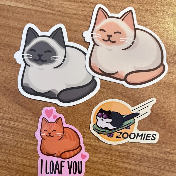Cream Siamese Cat Loaf Sticker; Flamepoint; Waterproof Dishwasher Safe ...