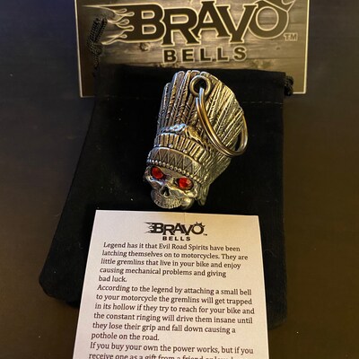 Indian Skull Diamond Bravo Bells, Ride Bell, Biker Gift, Good Luck ...