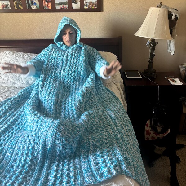 Snuggly Sofa Sweater, Crochet Pattern, English USA & Dutch, Hooded ...