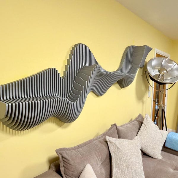Parametric Wavy Wooden Wall Mounted Shelf - Parametric Wooden Wavy Wall ...