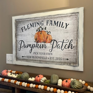 Personalized Pumpkin Patch Sign, Custom Pumpkin Farm Rustic Fall Decor ...