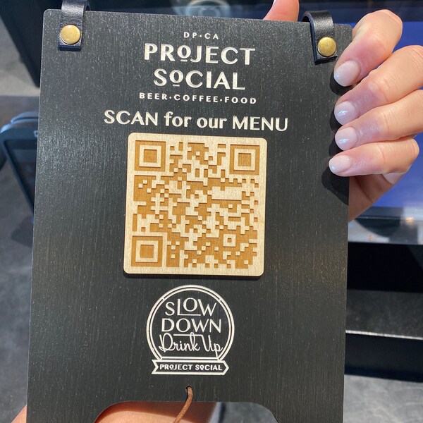 Table Sign QR Code SCAN for MENU | Custom Engraved Wooden Restaurant ...