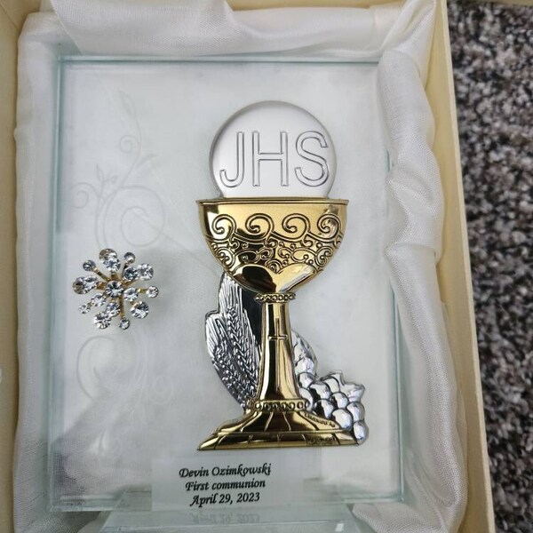 Large Italian First Communion Chalice Silver and Gold on Glass With ...