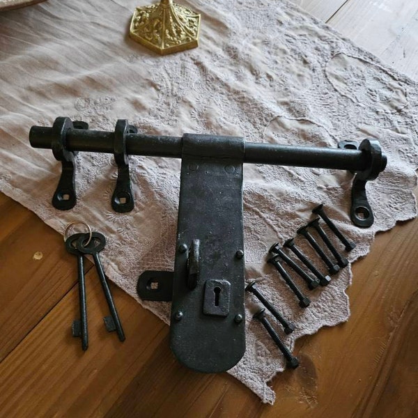 HANDFORGED BLACKSMITH CROSS 13" Bolt Slide Bolt Rustic Vintage ...