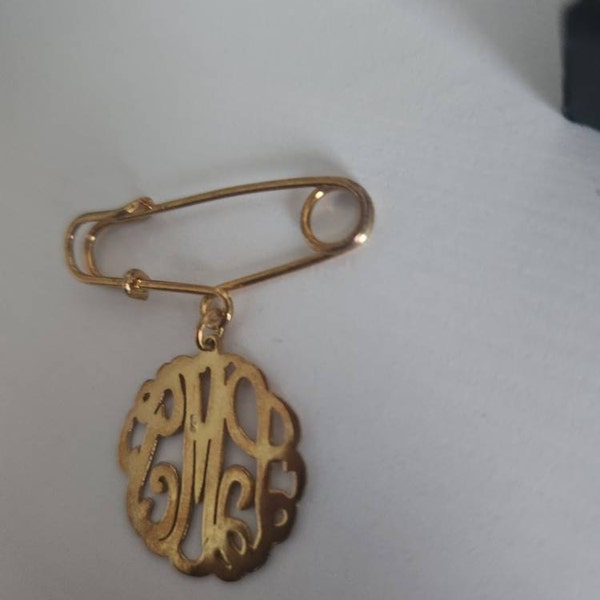 Monogram Pin Sterling Silver Brooch, Handbag Pin, Coat Pin, Customize ...