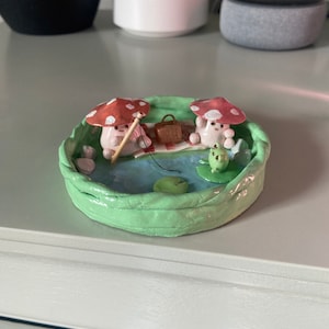 Mushroom Frog Clay Jewelry Dish Cottagecore Fairycore hand - Etsy