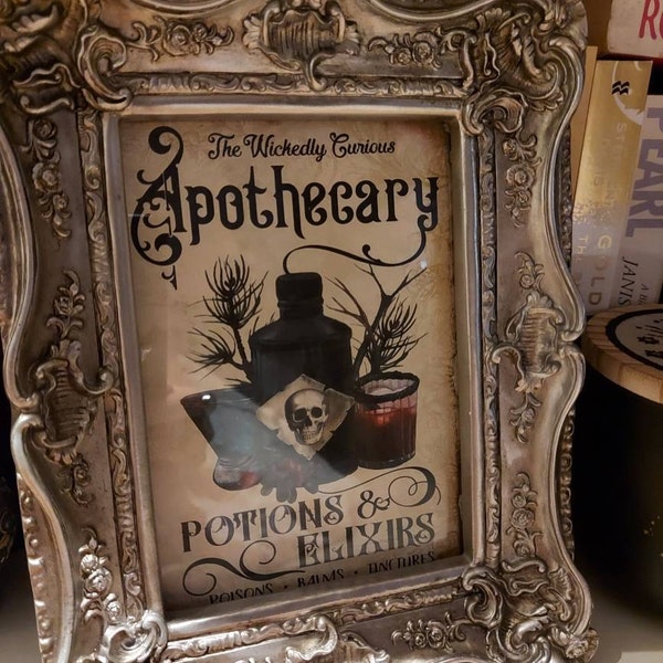 Halloween Apothecary Sign, Vintage Halloween, Potions & Elixirs Print ...
