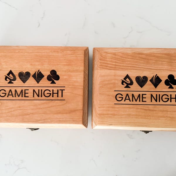 Personalized Family Game Night Box Custom Wooden Card Dice Storage ...