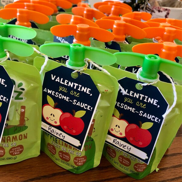 PRINTABLE Valentine, You Are AWESOME-SAUCE! Applesauce Pouch Tag ...