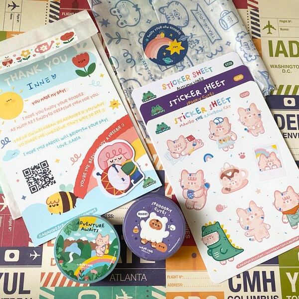 Sticker Sheet "mango the Rainbow Cat", Set of 12 Kiss Cut Stickers ...