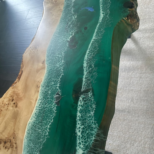 Resin Epoxy Table, Ocean Wave Epoxy Table, Custom Dining Table, Table ...