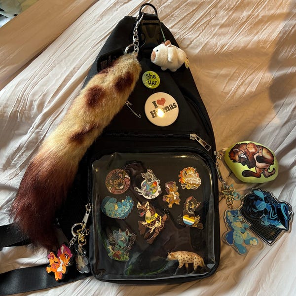 Spotted Hyena Tail Keychain - Realistic Animal Faux Fur - Spirituality ...