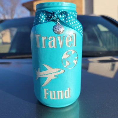 Travel Fund Painted Mason Jar Bank, Travel Fund, Travel, Bank, Piggy ...