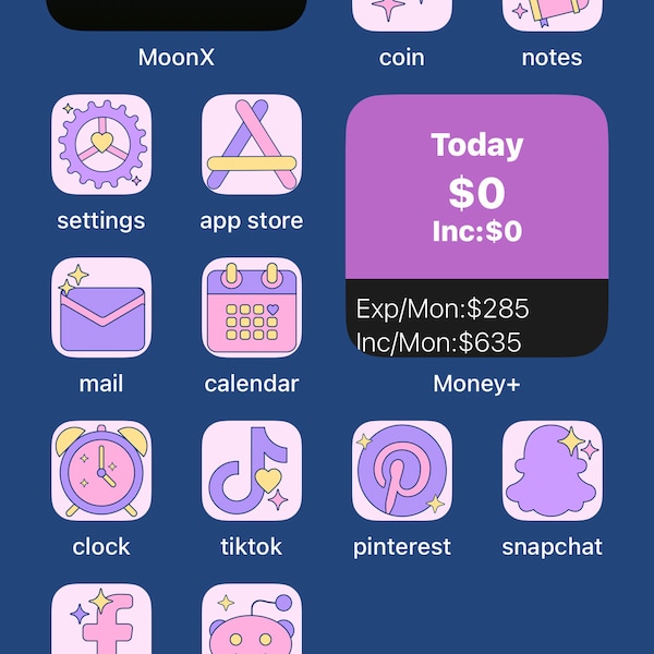 Cute App Icon Pink Blue iPhone IOS 14 , Meow Dreamy Kawaii Icons iPhone ...