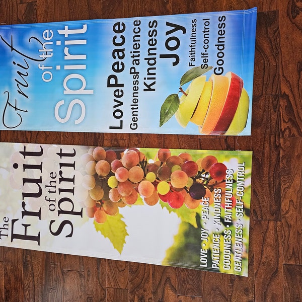 Church Wall Banners, Set of 2 Full Color Banners, Fruit of the Spirit ...