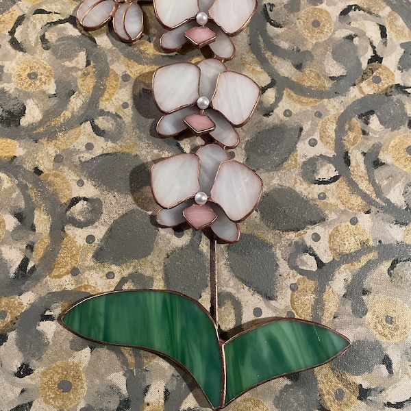 Stained Glass Orchid Glass Flower With Stem 3d Stained Glass Flowers Orchid Sculpture Forever