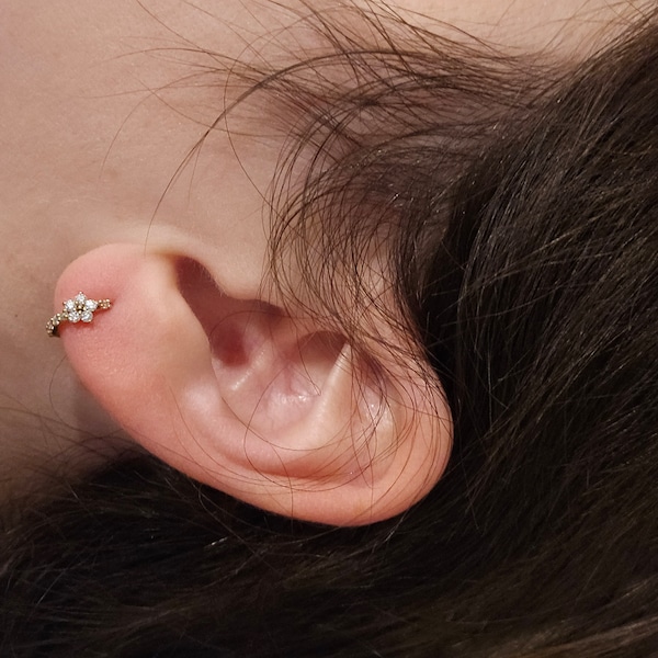Cartilage Hoop,cartilage Piercing,14k Solid Gold Hoops,helix Hoop,helix ...