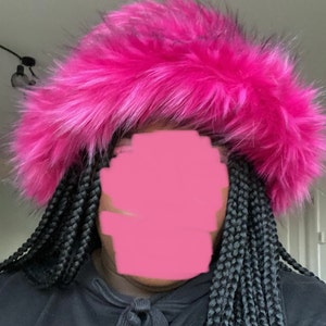 Extra Wide Wire Brim Black Fuzzy Bucket Hat-black Fur Hat-fake - Etsy