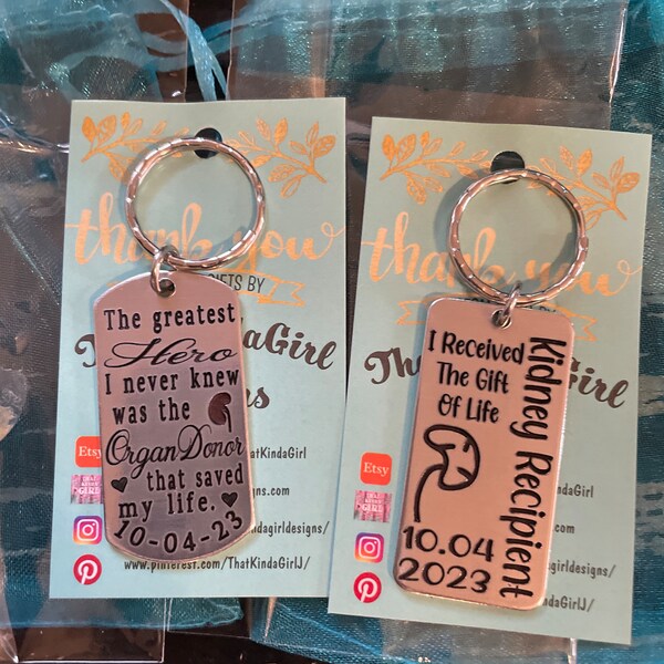 Gift of Life Keychain, Kidney Donor, Kidney Recipient, Custom Organ ...