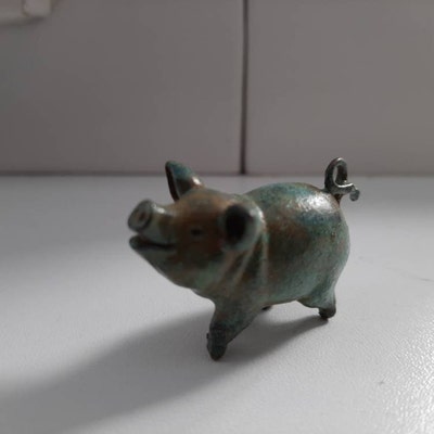 Bronze Pig Statue Ancient Miniature Small Figurine Copper Piggy ...