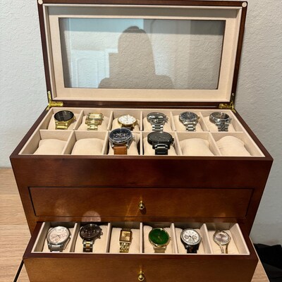 Personalized Leather Travel Watch and Sunglass Storage, Leather Valet ...