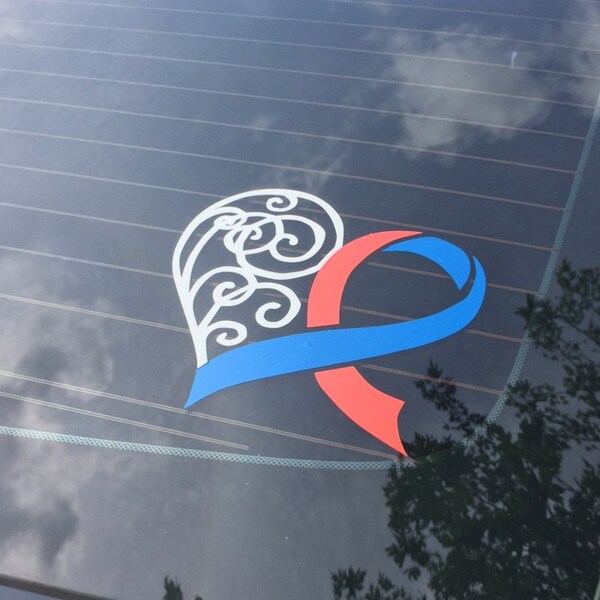 Congenital Heart Defect Awareness Ribbon Fight Heart Vinyl Window Decal ...