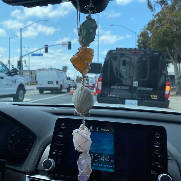 CUSTOM Crystal Car Charm & Shells | HANDMADE Beach Decor - Etsy