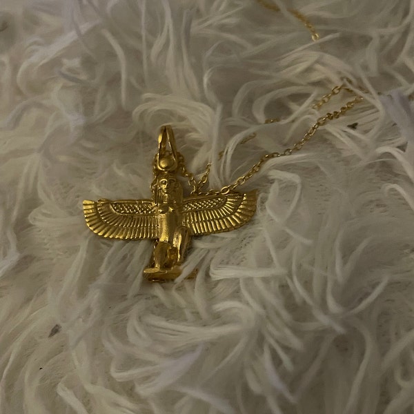 Goddess Isis Necklace, Hathor Charm, Egyptian Isis With Outstretched ...