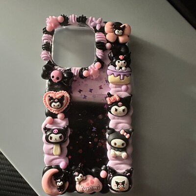Kawaii Cute Decoden Phone Cases for All Models, Pink and Black Handmade ...