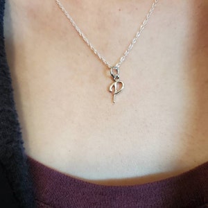 Sterling Silver Cursive B Initial Necklace B Letter Necklace | Etsy