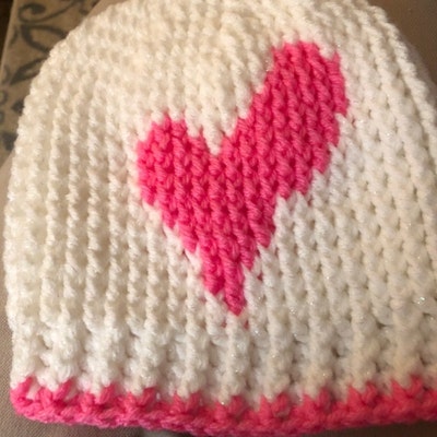 Wonky Heart Beanie Crochet PDF Pattern, Crochet Beanie, Heart Beanie ...