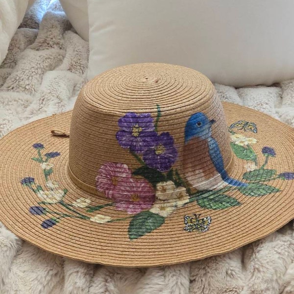 Hand-burned Wide Brim Vegan Suede Hat - Black and Turquoise With ...