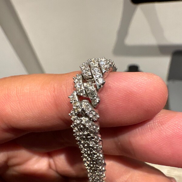 Iced Out Miami Cuban Link Bracelet 8mm in 18k White Gold Plating, Hip ...