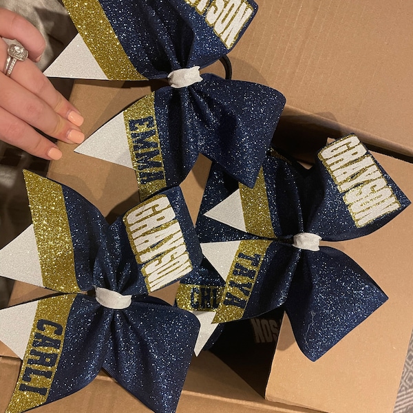 Navy Cheer Bow /full Glitter Cheer Bow / Custom Competition Cheer Bow ...