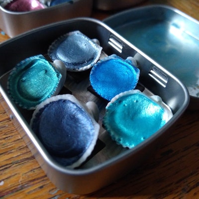 Magic Blue Clamshell Set Handmade Metallic Watercolor Paint - Etsy
