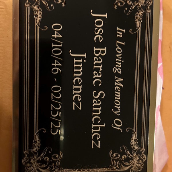 Cremation Urn Name Plate Custom Engraved Memorial Urn Tag Plaque Black ...