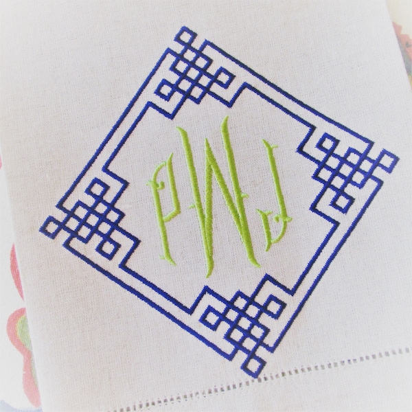 Greek Key Detailed Square Monogram Frame - Machine Embroidery File ...