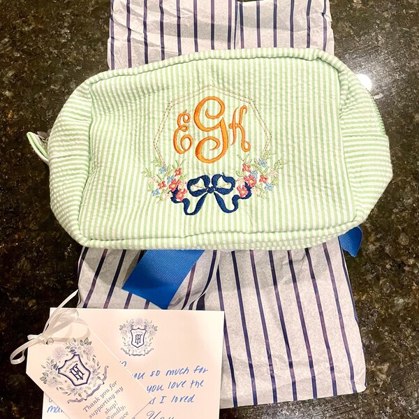 Monogrammed Seersucker Backpack, Personalized Child's Backpack ...
