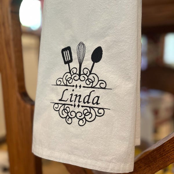 Kitchen Utensils Split Frame Monogram - Machine Embroidery Design ...
