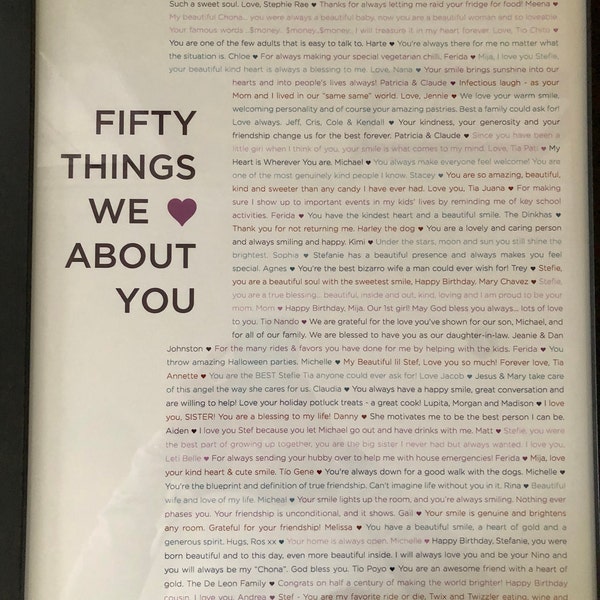 TEMPLATE for the "75 Things We Love About You" Artwork (*adobe ...