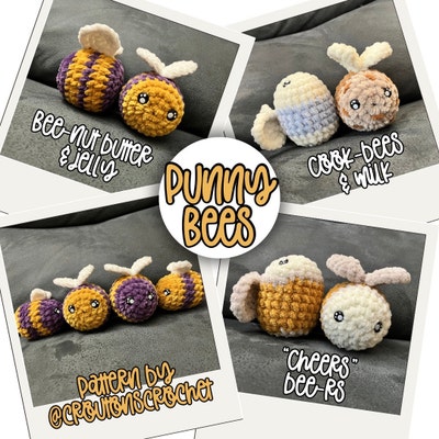 4-in-1 Bumble Bee Couple Bee-sties Crochet Patten - Etsy