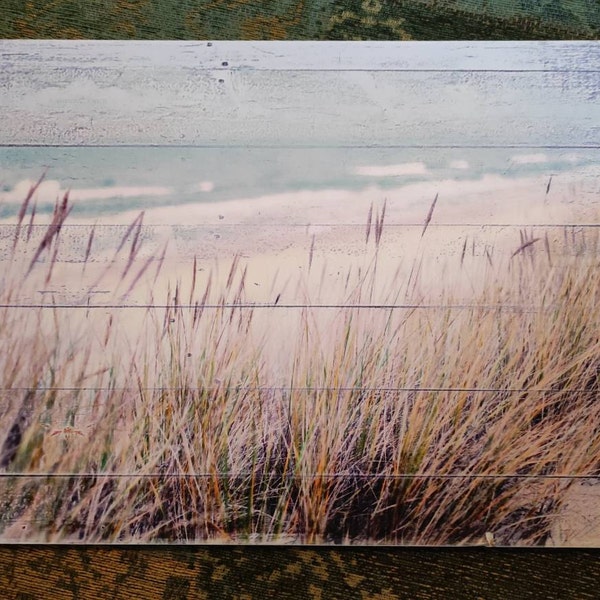 MEERWEH DUO Maritimes Bild auf Holz Leinwand Kunstdruck Meer Ostsee Nordsee Möwen Wanddeko ...