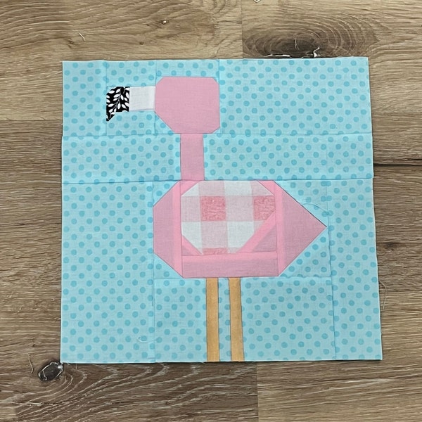 Standing Flamingo Bird Animal Summer Tropical Fun Quilt Block PDF ...