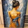 Beautiful Girl Back View Oil Painting Canvas, Original Vintage Beauty ...