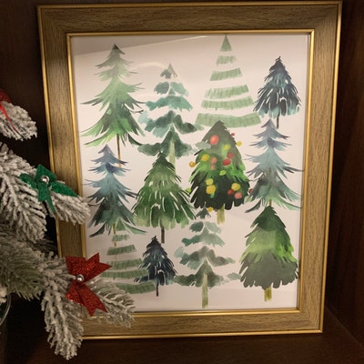 Christmas Printable Wall Art, Watercolor Holiday Christmas Trees Print ...