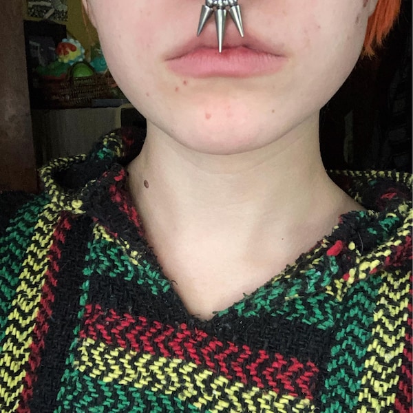 Three Spikes Hoop Piercing Ring Edgy Cartilage Septum Earring Unisex ...