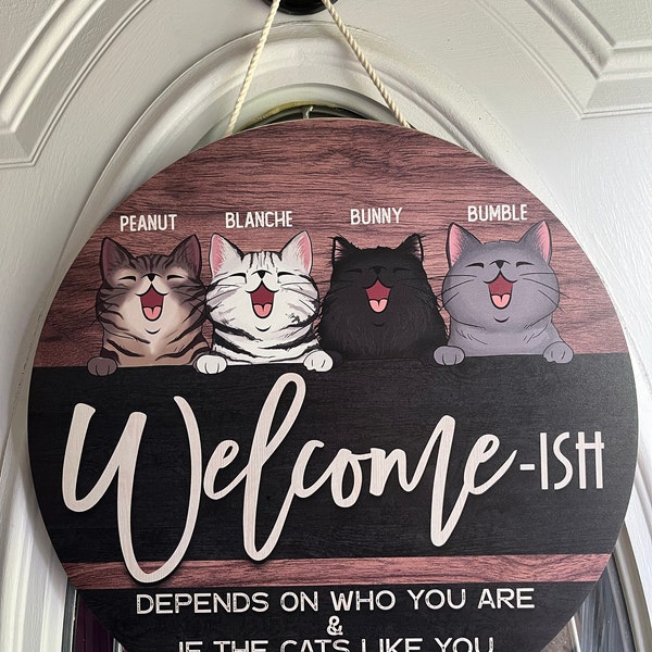 Personalized Cat Welcome-ish Door Sign: Custom Cat Decor - Etsy