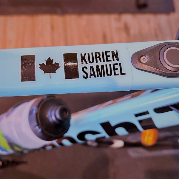 Bike Name Decal Custom Sticker With Canada Flag | Bicycle Frame Decal ...