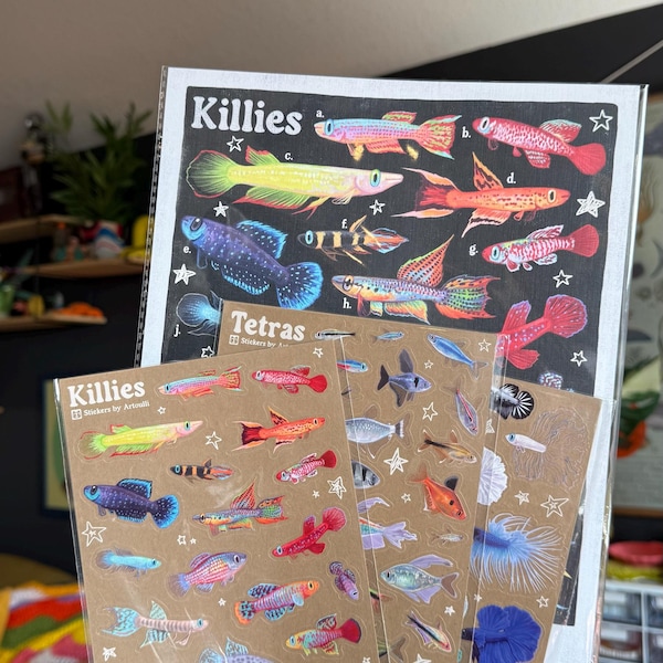 MULTIPACK Clear Aquarium Fish Sticker Sheets | 200+ Transparent ...